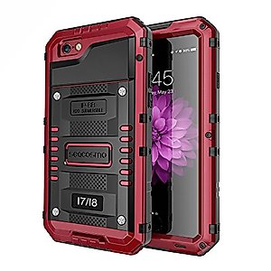 seacosmo Case for iPhone SE 2020, iPhone 7/8 Waterproof, Full Body Protective Shell with Built-in Screen Protector, Military Grade Rugged Heavy Duty Cover, Red