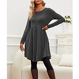 Albe Rita Fall Clothes for Women 2023 Winter Clothes Long Sleeve Dresses Dress Sweater Dress Fall Dresses Maternity Dress with Pockets,Dark Grey,S