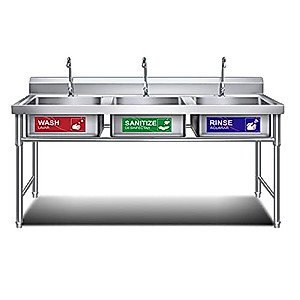 4 Pack Wash Rinse Sanitize Sink Labels, Waterproof Sticker Signs Perfect for 3 Compartment Sink - Restaurants, Commercial Kitchens, Food Trucks, Dishwashing or Wash Station