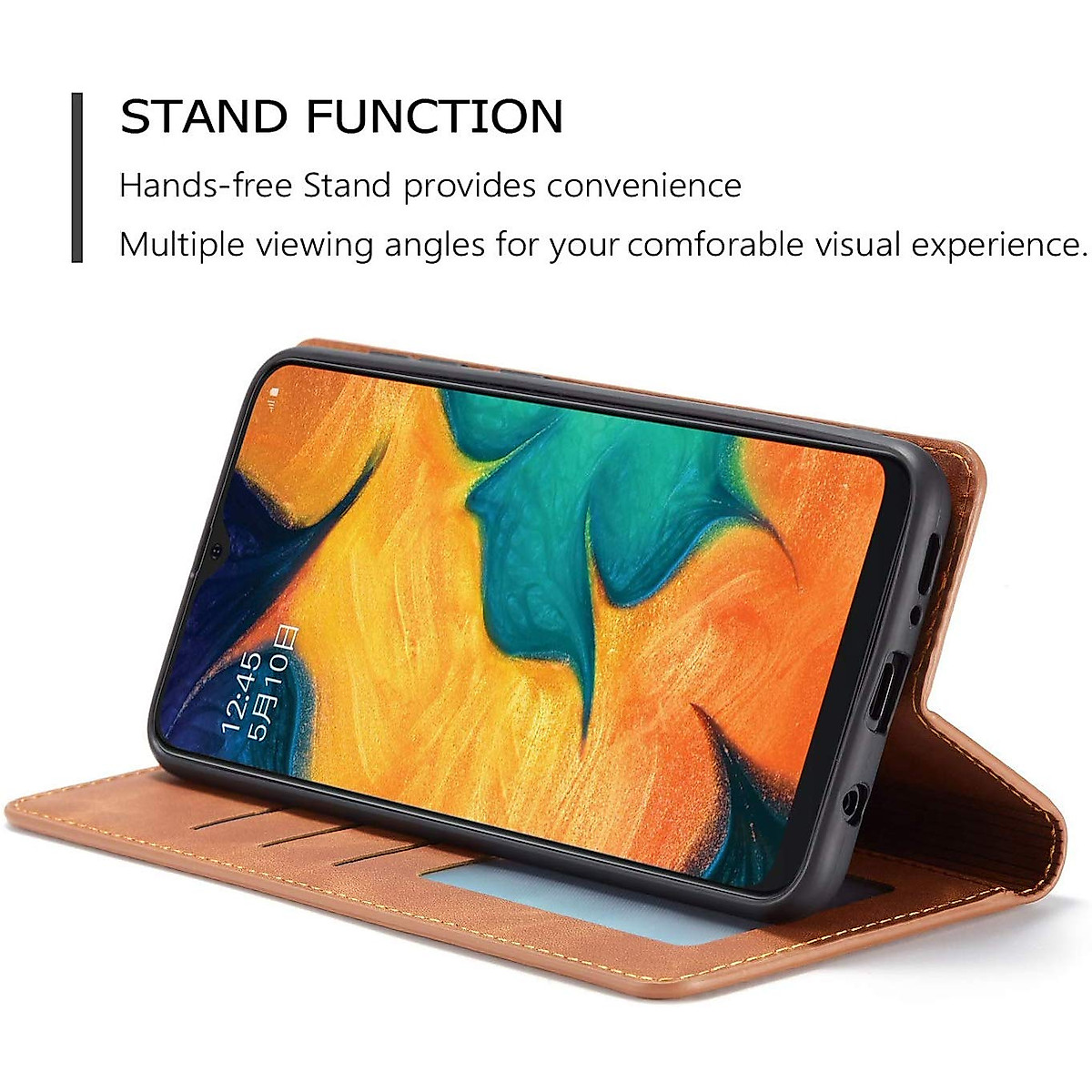 QLTYPRI Samsung Galaxy A40 Case, Premium PU Leather Cover TPU Bumper with Card Holder Kickstand Hidden Magnetic Adsorption Shockproof Flip Wallet Case for Samsung Galaxy A40 - Brown