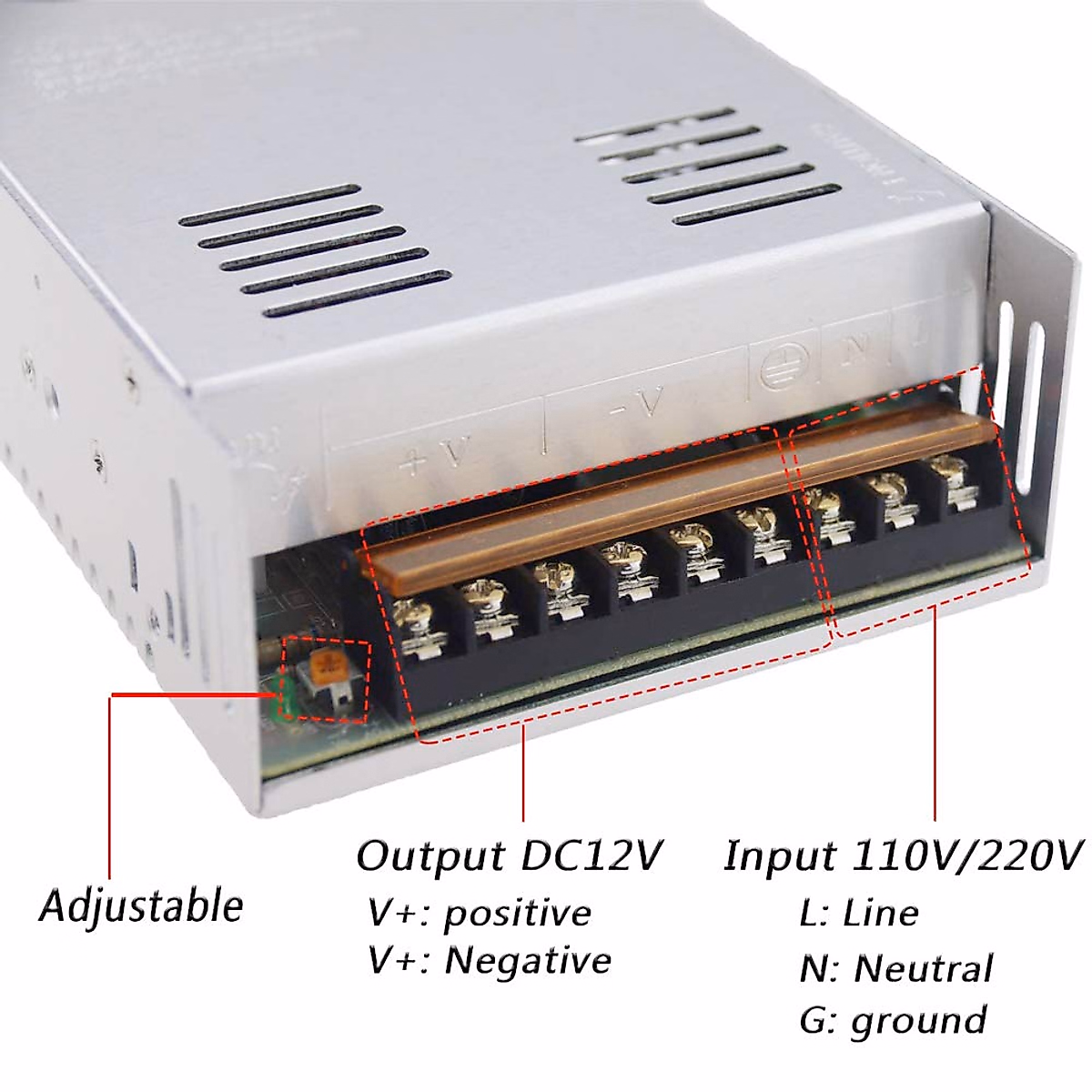 JOYLIT 12V Power Supply 30A 360W, Universal Regulated Switching Transformer AC 110V/220V to DC 12 Volt 30Amp Adapter for LED Strip Lights, 3D Printer, CCTV Camera, Radio Project