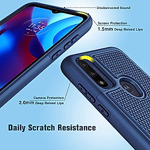 BNIUT for Motorola Moto G Pure Case: Dual Layer Protective Heavy Duty Cell Phone Cover Shockproof Rugged with Non Slip Textured Back - Military Protection Bumper Tough - 6.5inch (Navy Blue)