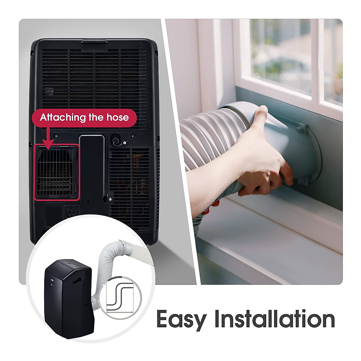 LG 8000 BTU (DOE) / (12000 ASHRAE) Portable Air Conditioners Cools 350 Sqft Easy Install & WiFi App Remote Eco-friendly, Quiet Small & Medium Room Air Conditioner AC Unit Home Gray LP0823GSSM (Renewed)