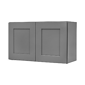 ONESTOCK Gray Shaker Wall Cabinet - Ready to Assemble, Perfect for Kitchen, Laundry, Garage or Bathroom Storage - 30" W x 15" H x 12" D