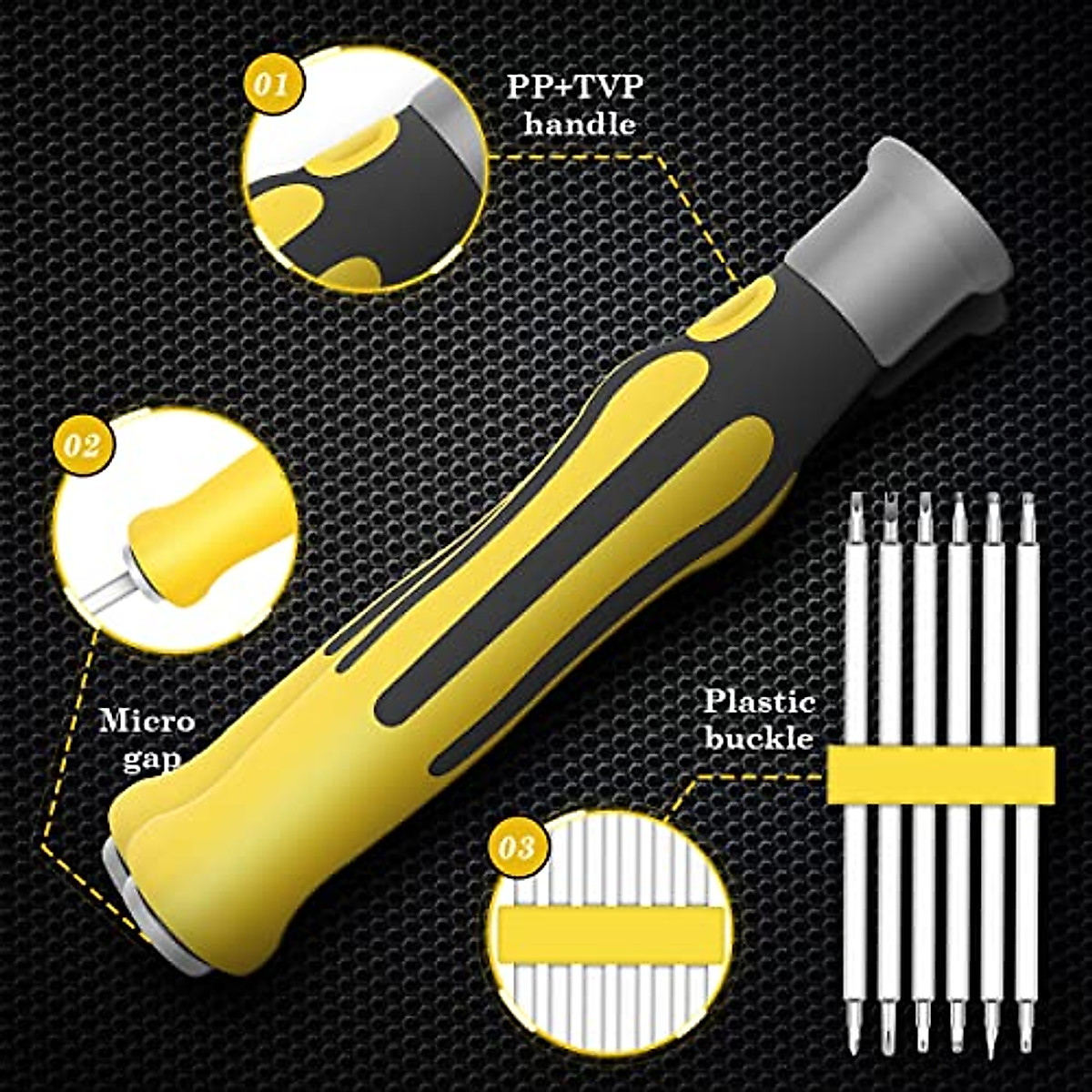 Premium 6-In-1 Screwdrivers Set, Multipurpose Turn Screw, Household Small Driver, Detachable Handle, Alloy Steel Material, SH-083, 12 Sizes by NOSHY