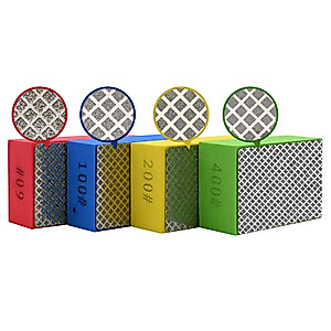 EGOFIX 4pcs Diamond Hand Polishing Pads for Ceramic Tile Glass Grinding,Sanding Blocks Polishing 60#,100#,200#,400#