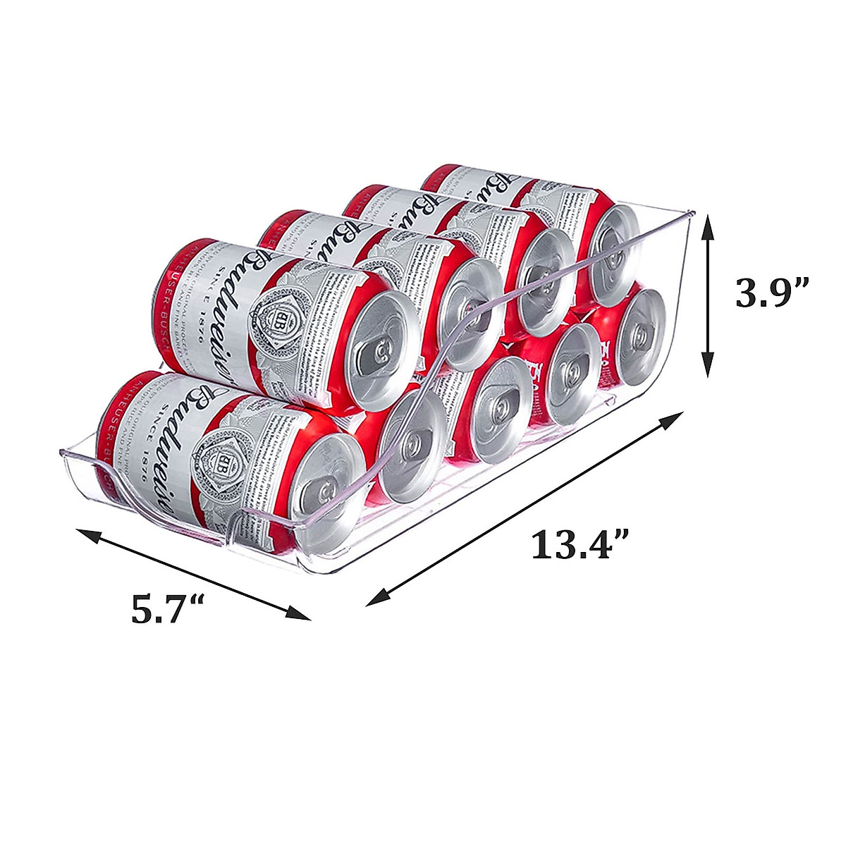 Soda Can Organizer for Refrigerator, Pantry organization and storage bins, drink dispenser for fridge, Pop and Bottle Holder, Clear Plastic Beverage Rack, Kitchen Cabinets Food Container, Pack of 2