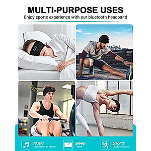 LC-dolida Sleep Headphones Bluetooth Headband, Cozy Band Wireless Headphones, Sleep Mask with Bluetooth Thin HD Stereo Speakers Perfect for Side Sleepers, Sport, Yoga, Travel