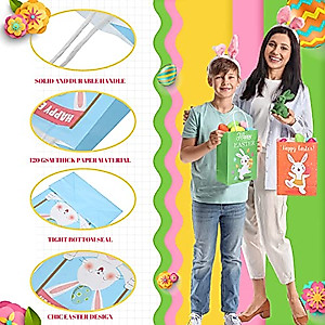 150 Pieces Easter Day Paper Gift Bags with Handle Rabbit Goody Candy Bags Easter Day Party Favor Supplies Treat Bags for Easter Day Party Favors Gift Wrapping Supplies
