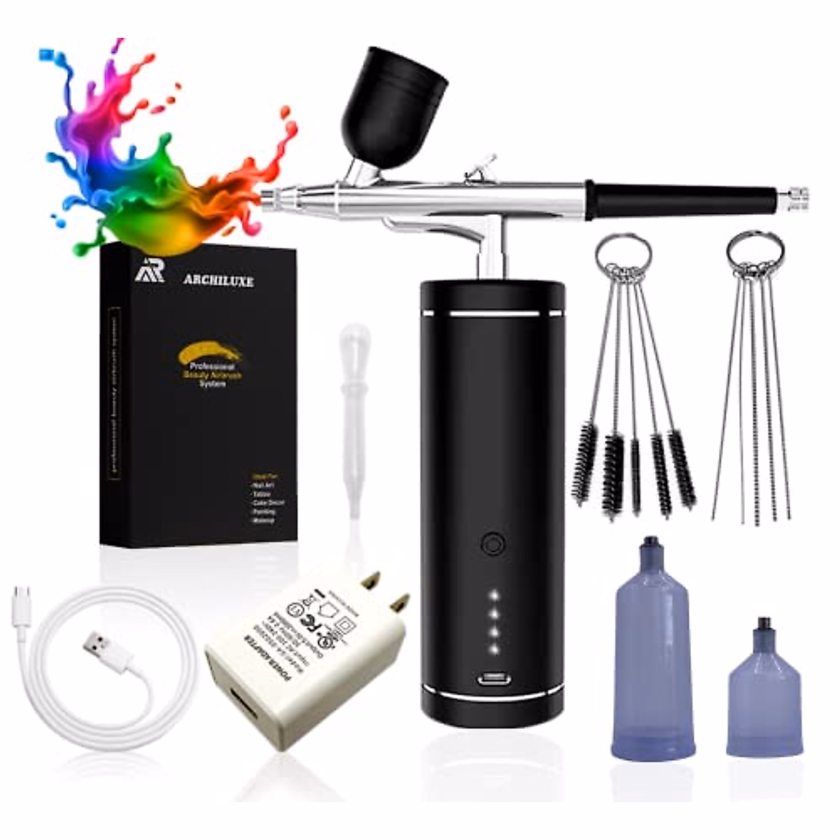 Cordless Airbrush Kit Upgraded Rechargeable Airbrush Compressor 30 PSI for Art Painting, Cake Airbrush Decorating, Crafts, Model Painting, Air Brush Painting, Nail Airbrush Machine