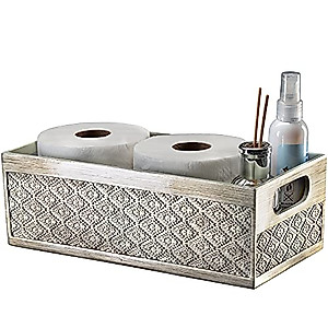 Dublin Bathroom Decor Box Toilet Paper Holder Storage Basket - Decorative Toilet Tank Topper Bathroom Storage Organizer - Bathroom Sink Organizer Countertop Container, Modern Gray and Silver Look.
