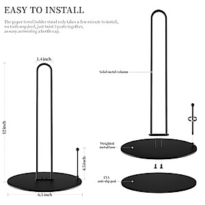 Paper Towel Holder,Paper Towels Stand Holder Countertop for Standard and Large Size Rolls Black