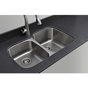 Wells CMU3221-79-16-1 Craftsmen Series Kitchen Sink Package, 32" 40/60, Brushed Matte Finish