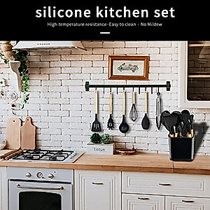 Kitchen Tools Silicone Kitchenware 13 Piece Sets Non-Stick Pot Spatula Kitchen Tools Cooking Spatula Set (black)(BPA Free)