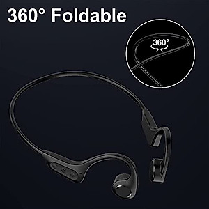 D DOMISOL Bone Conduction Headphones Wireless, Open-Ear Bluetooth Sport Earphones with Mic, Waterproof Sweat Resistant Headset for Running Cycling Hiking Gym Workouts-Black