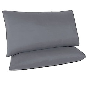 KM Standard Pillowcase Set of 2 Dark Gray, Bed Pillow Covers, Ultra Soft (20 x 30) Inches, Solid Pillowcases with Open Closure, Machine Washable Dark Grey