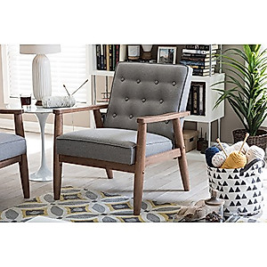 Baxton Studio BBT8013-Grey Chair armchairs, Grey, 27.11 x 29.45 x 32.96