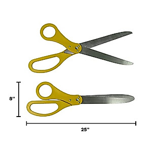 Nashira Ribbon Cutting Ceremony Kit, 25 inch Giant Scissors with Gold Satin Ribbon, Grand Opening Banner & Balloons - Heavy Duty Metal for Special Events, Inaugurations Ceremonies Gold,White,Red