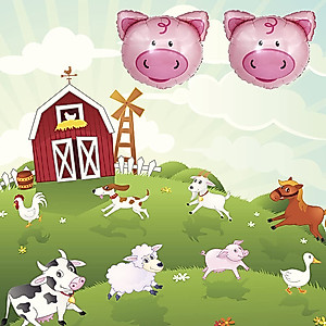 HORUIUS Pig Balloons Pink Pig Shaped Foil Mylar Balloon Farm Animals Balloons for Baby Shower Farm Animals Theme Birthday Party Supplies Decorations 5PCS