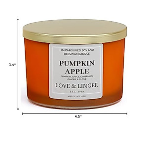 Pumpkin Apple Candle | Fall Candles | Luxury Soy & Beeswax Candles for Home | 16 oz. Large Jar 3 Wick Candle | Thanksgiving Candle | Fall Scented Candle | Autumn Candles