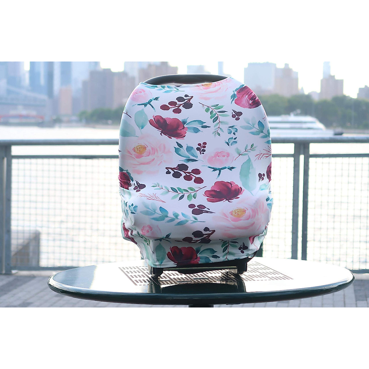 Baby Carseat Cover with Carrying Pouch Nursing/Breastfeeding 3 in 1 Multi-Use Extra Soft Floral Car Seat Canopy Baby Shower/New Moms and Dads