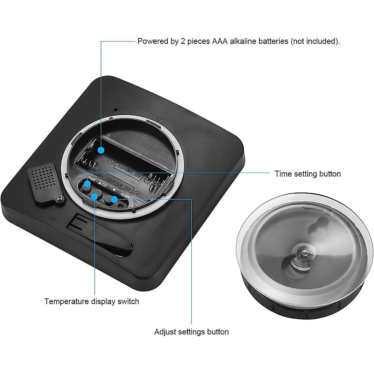 Shower Clock Waterproof Wall Clock Bathroom Clock Sunsbell Shower Cock Digital Temperature Humidity Display with Suction Cup, Touch Screen Timer for Kitchen Bathroom