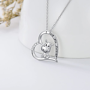 MISTBEE Mothers Day Gifts for Mom Women Hippo Necklace Sterling Silver Heart Love Hippopotamus Necklace Sea Ocean Gifts for Women Lovers