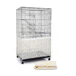 Adjustable Bird Cage Seed Catcher Seeds Guard Dust-Proof Universal Birdcage Accessories Parrot Nylon Mesh Net Cover Stretchy Skirt Traps Cage Basket Soft Airy Gauze