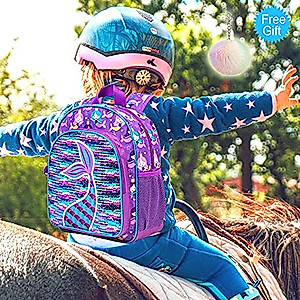 gxtvo Mermaid Backpack for Girls, Toddler Sequin Preschool Bookbag, 12" Cute Cartoon Animal School Bag