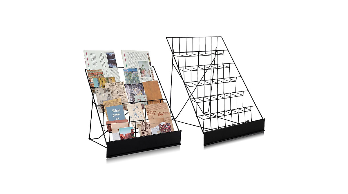 Ireer 2 Set Wire Display Rack for Books & Magazines | Countertop Organizer