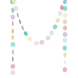 Chloe Elizabeth Circle Dots Paper Party Garland Streamer Backdrop (10 Feet Long) - Unicorn Pastel