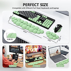 Artiron Cloud Wrist Rest for Computer Keyboard and Mouse Pad with Wrist Rest Set, Ergonomic Memory Foam Cloud Palm Rest, Leather Keyboard Wrist Support with Non-Slip PU Base for Gaming, Home, Green