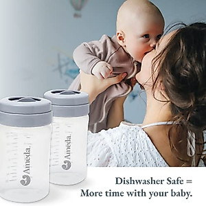 Ameda MYA Replacement Bottles with Locking Caps & Rings, Storage Bottle, Baby Essentials, Breastfeeding Supplies, 2 Count