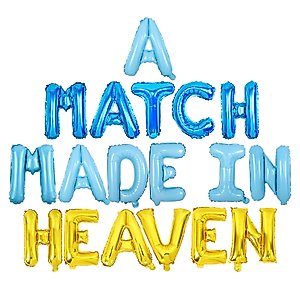 Wonmelody Match Made in Heaven Party Decorations with A Match Made in Heaven Balloon Banner Diamond Balloon Heaven Perfect Match Bachelorette Wedding Party Decor for Engagement Party Bridal Shower