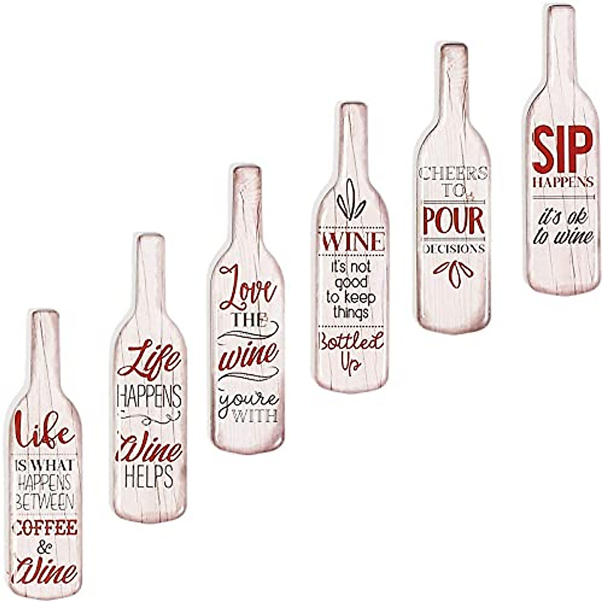 Fun Wine Bottle Magnets for Refrigerators (4 in, 12 Pack)