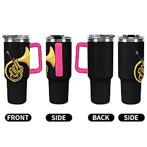 French Horn 40 Oz Tumbler Insulated Stainless Steel Water Bottle Travel Mug Car Cup with Handle And Straw