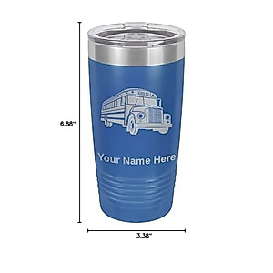 LaserGram 20oz Vacuum Insulated Tumbler Mug, School Bus, Personalized Engraving Included (Dark Blue)