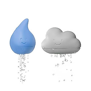 Ubbi Muted Color Cloud and Droplet Silicone Bath Squeeze Toys for Toddlers and Baby, Fun Bath Time Toys, Interactive Bath Toys, Baby Bath Accessory, Set of 2
