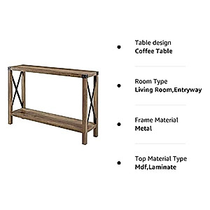 Walker Edison Sedalia Modern Farmhouse Metal X Entry Table, 46 Inch, Rustic Oak