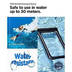 Spigen AquaShield Floating Universal PVC Protective Cases with IPX8 A610 Compatible with iPhone, Galaxy, Xiaomi, Google (Pack of 2) - Black