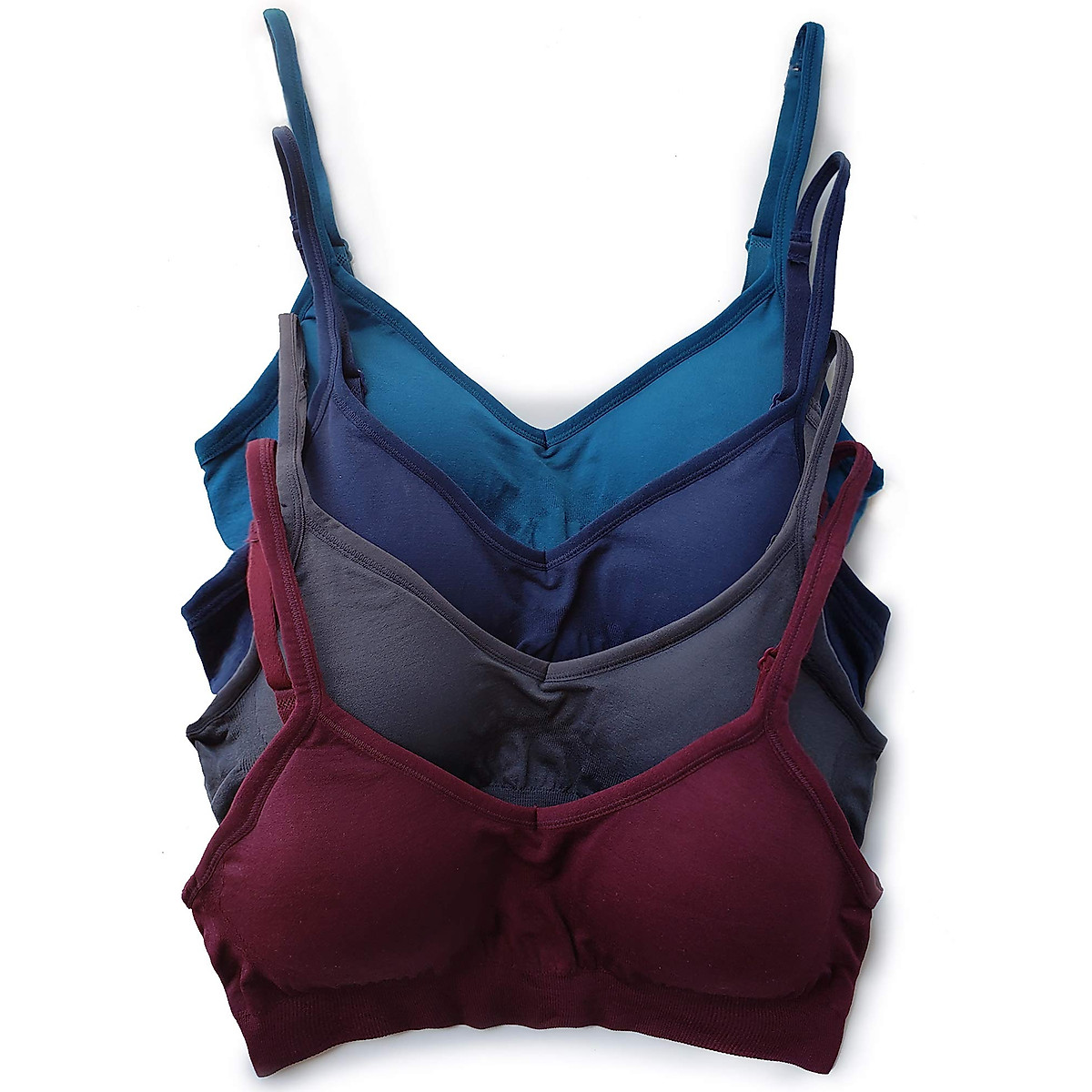 Kalon Women’s 4 Pack Demi Padded Bralette Wireless Comfortable Bra (M/L, Winter)