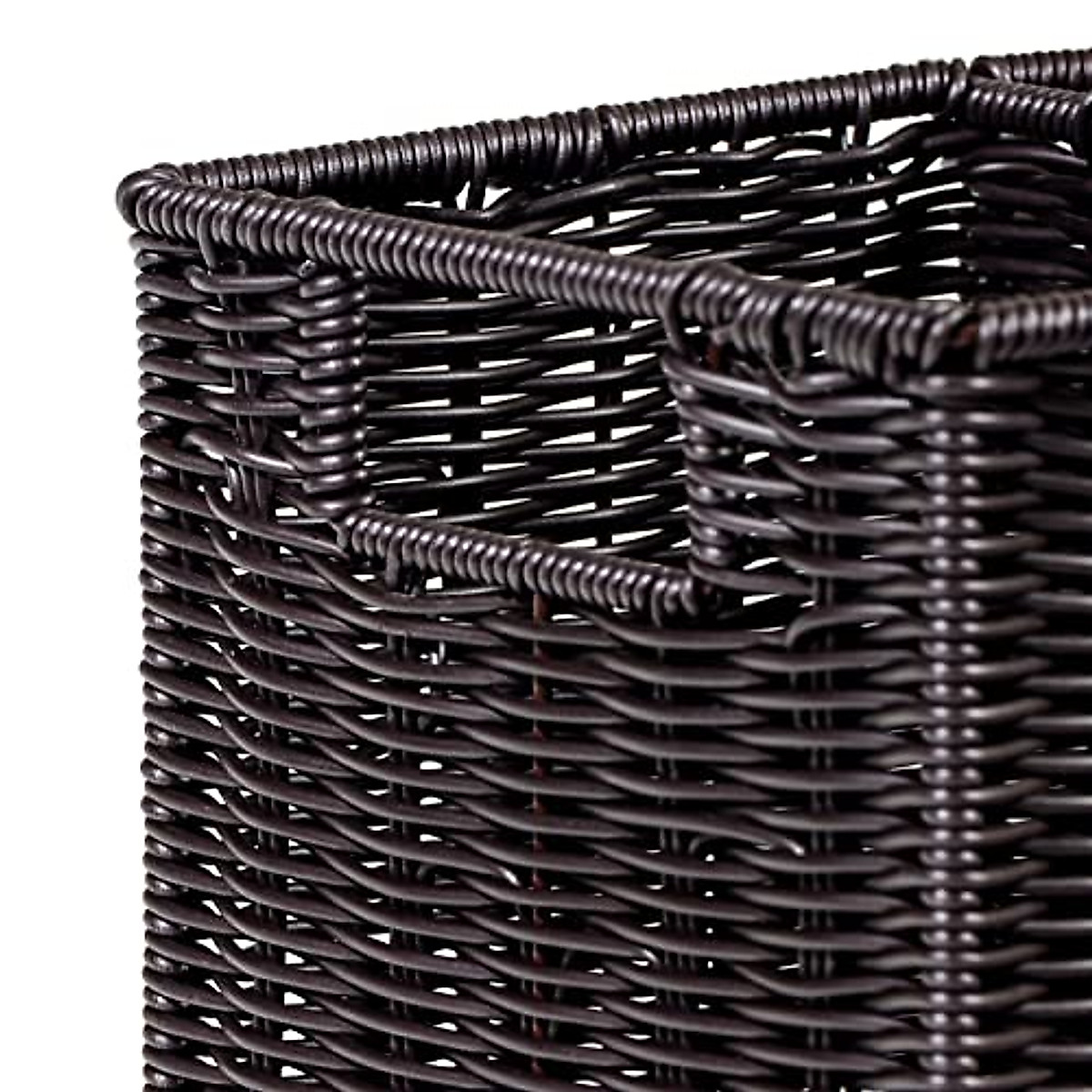 14.5" Plastic Wicker Storage Stair Basket With Handles by Trademark Innovations