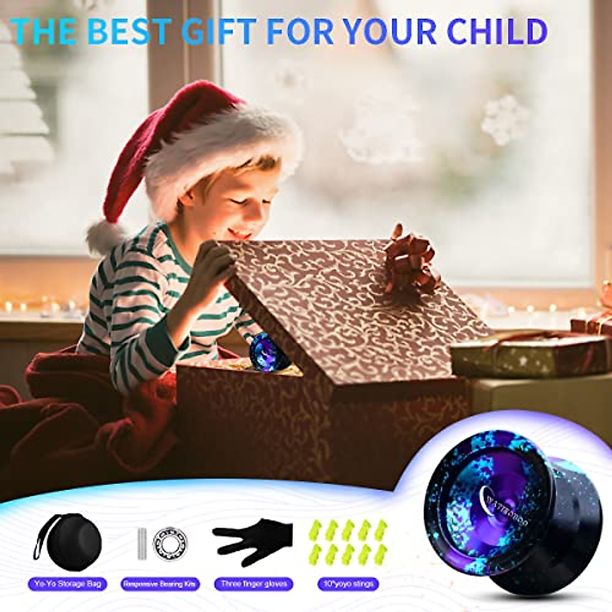 WATIEOBOO Yoyo Professional Metal Responsive Yoyo for Kids 8-12, Unresponsive Yoyo for Adults Intermediate-Advanced Players with U Type KK Bearing + Glove and 10 Replacement Yoyos Strings