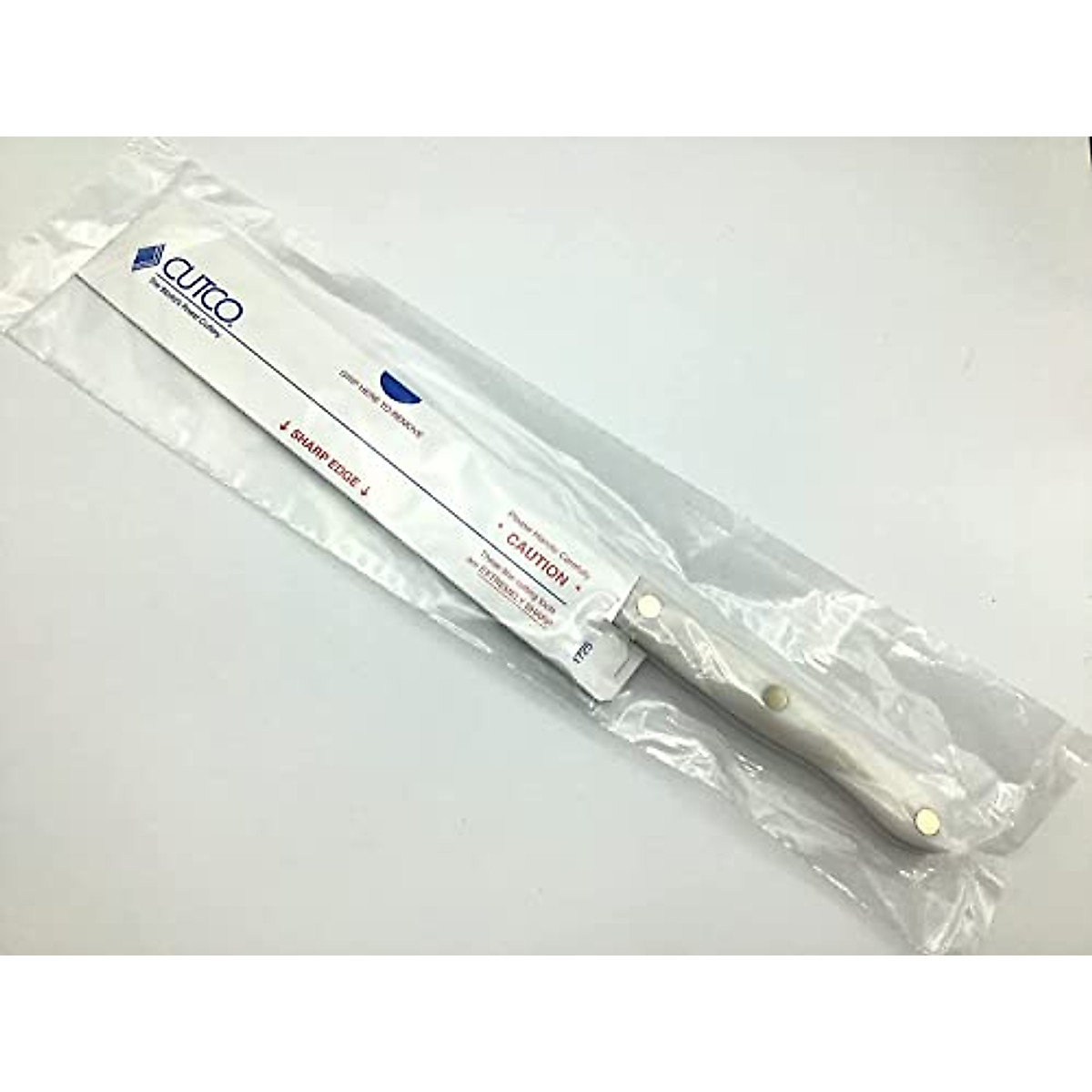 CUTCO Model 1725 French Chef Knife with White "Pearl" handle..........9.2" High-Carbon Stainless blade........5¾" thermo-resin handle...in factory-sealed plastic bag.