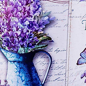 Scakbyer 10L/2.64 Gallon Trash Can, Decorative Waste Basket, PU Leather Waste Paper Basket, Waterproof Garbage Can for Bathroom, Bedroom, Office, Kitchen and Living Room - Lavender