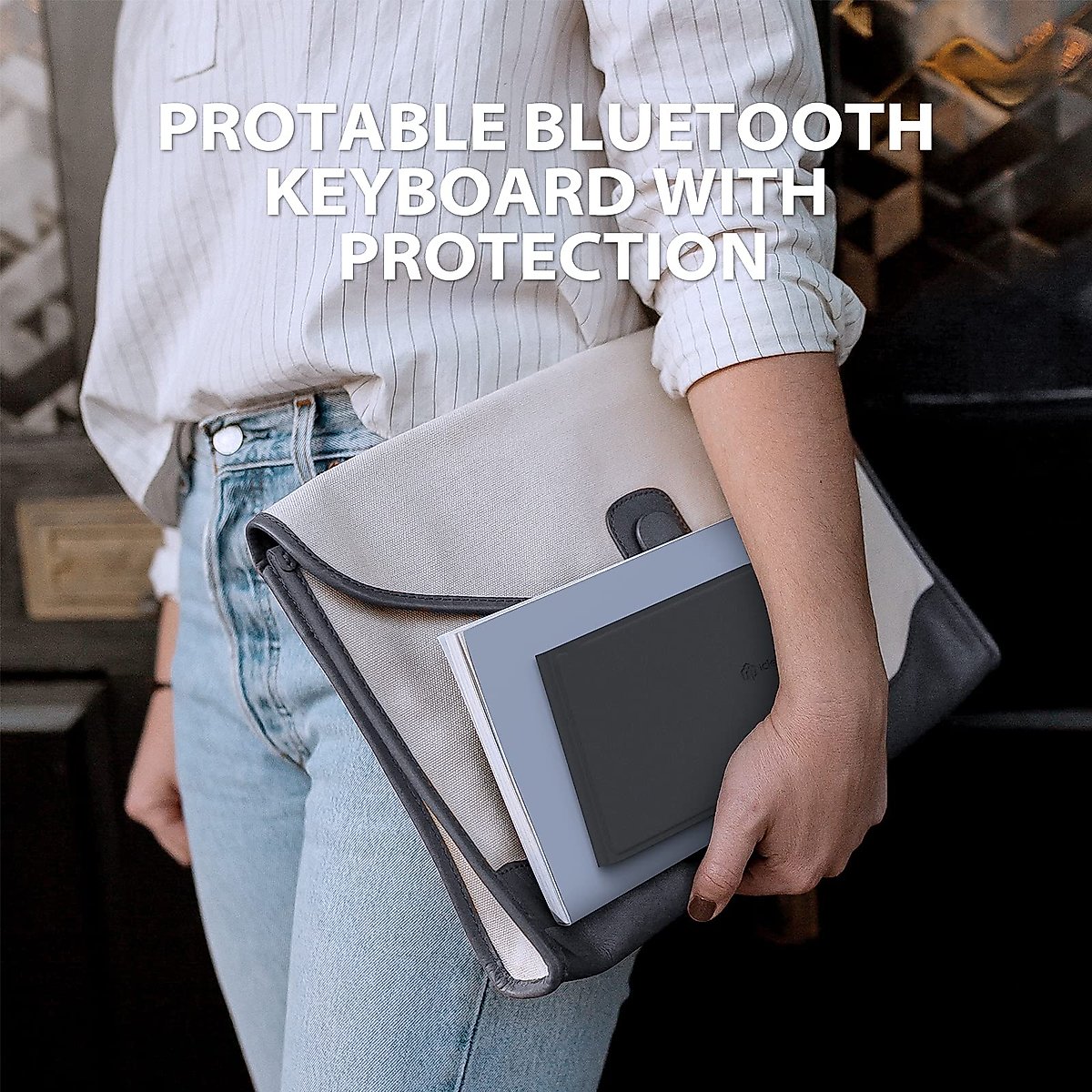 iClever Ergonomic Foldable Keyboard, BK06 Foldable Keyboard Bluetooth, Ultra Slim, Comfortable Natural, Portable Split Keyboard for iPhone, iPad, Tablet, Laptop