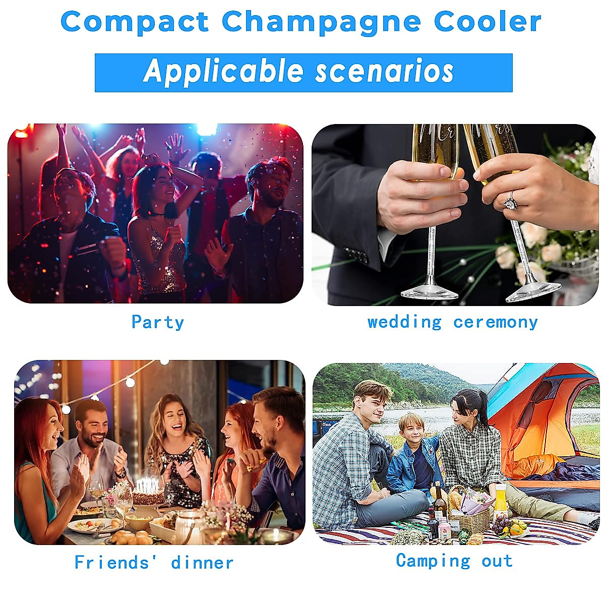 Wine Cooler Sleeve with Protector Instant Cooling and Keeps Your Drink Cold Keep Cool and Chill Champagne Wine-Blue (2 Packs)