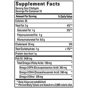 Nature Made Fish Oil 1200 mg Softgels, Fish Oil Supplements, Omega 3 Fish Oil for Healthy Heart Support, Omega 3 Supplement with 150 Softgels, 75 Day Supply