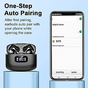 GCBIG Wireless Earbud, Bluetooth 5.2 Headphones HiFi Sterero 40H Playtime LED Display, IP7 Waterproof Earbud in-Ear Headphones Call Clear, Earphones with Microphone Comfortable for iPhone, Android
