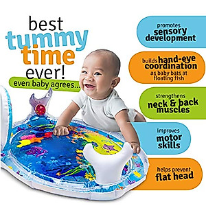 Splashin'kids Inflatable Tummy Time Premium Water mat with Mirror and rattles Infants Toddlers The Perfect Fun time Play Activity Center Your Baby's Stimulation Growth